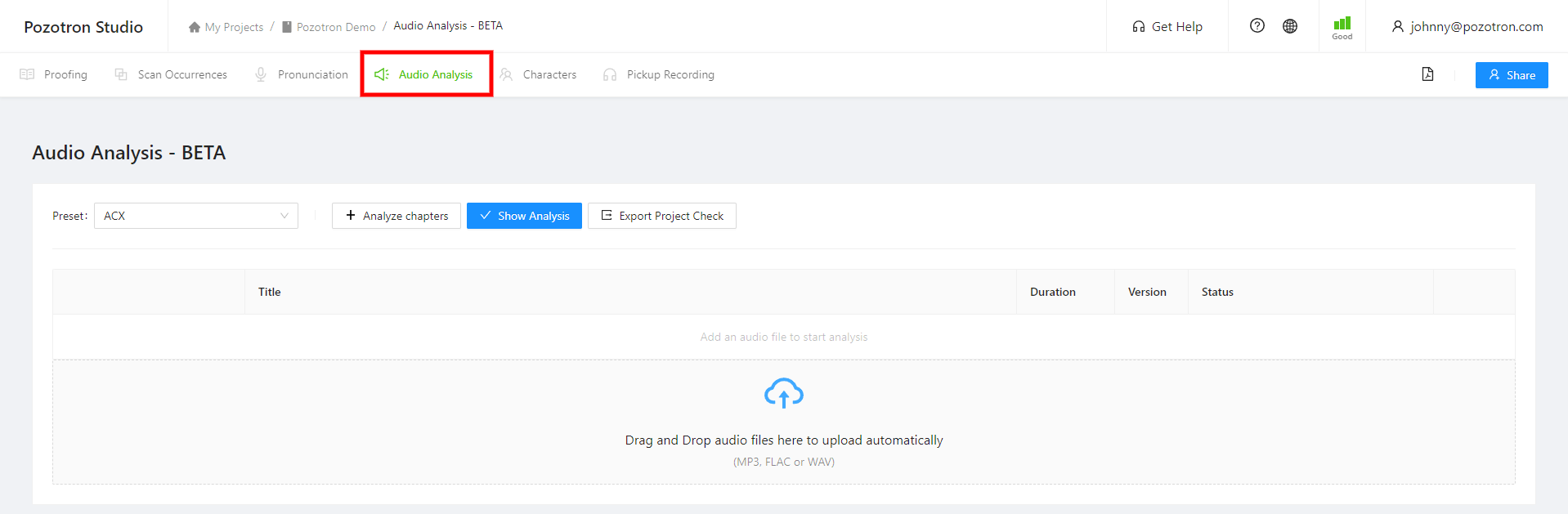 Overview of the Audio Analysis Tool
