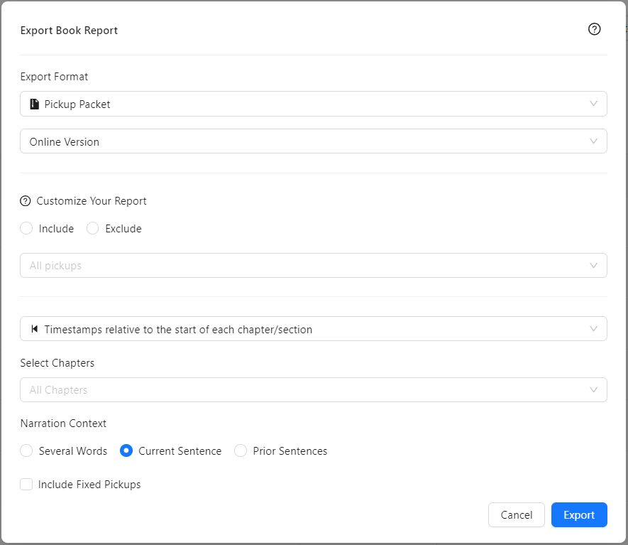 How to Export a Pickup Packet After Proofing