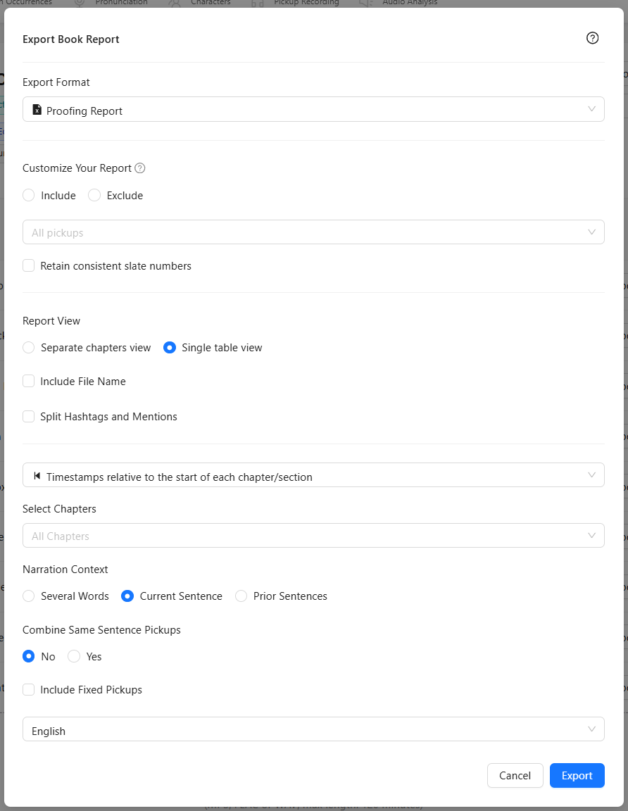 Exporting a Proofing Report to Excel