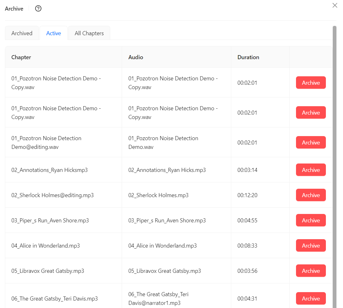 How to Archive Projects & Chapters
