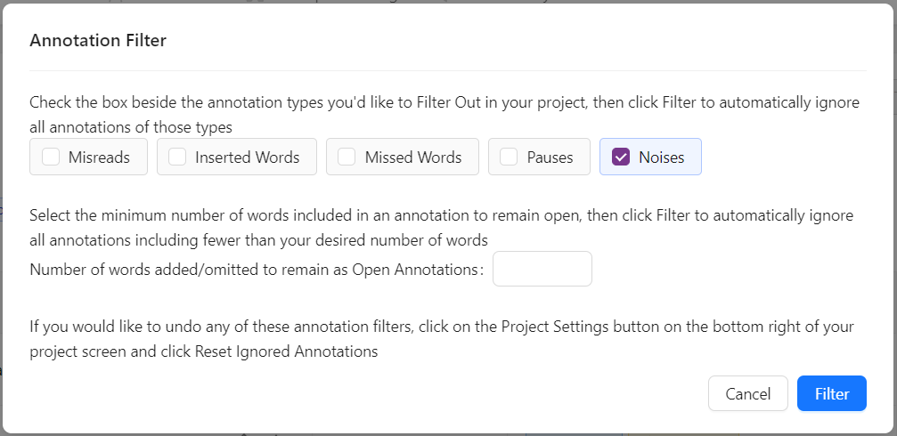How to Use the Annotation Filter